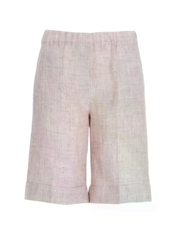 D.exterior Linen Shorts With Turn-up Cuffs