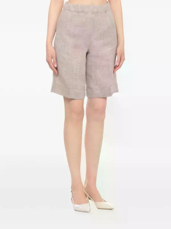 D.exterior Linen Shorts With Turn-up Cuffs