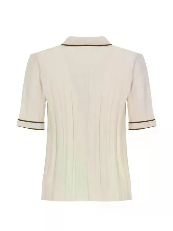 KANGRA Ribbed-knit Contrast-trim Polo Shirt