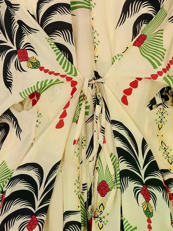 Anjuna Palm-print Cassandra Dress - Neutrals
