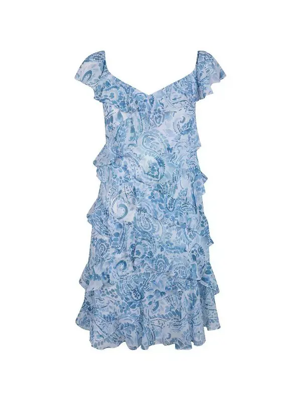 Ralph Lauren Paisley-print Tiered Ruffled Mini Dress - Blue