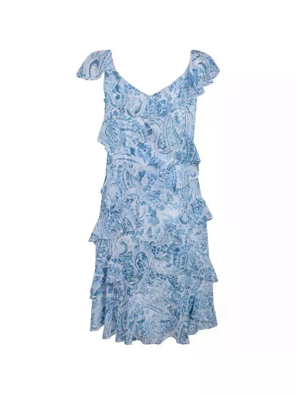 Ralph Lauren Paisley-print Tiered Ruffled Mini Dress - Blue
