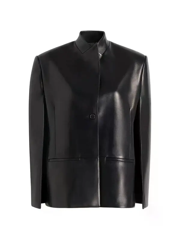 Khaite Dolso Leather Cape Jacket - Black