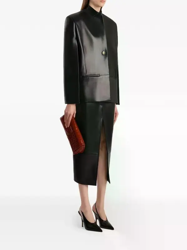 Khaite Dolso Leather Cape Jacket - Black