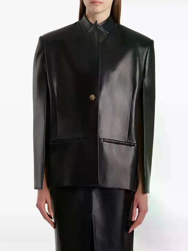 Khaite Dolso Leather Cape Jacket - Black