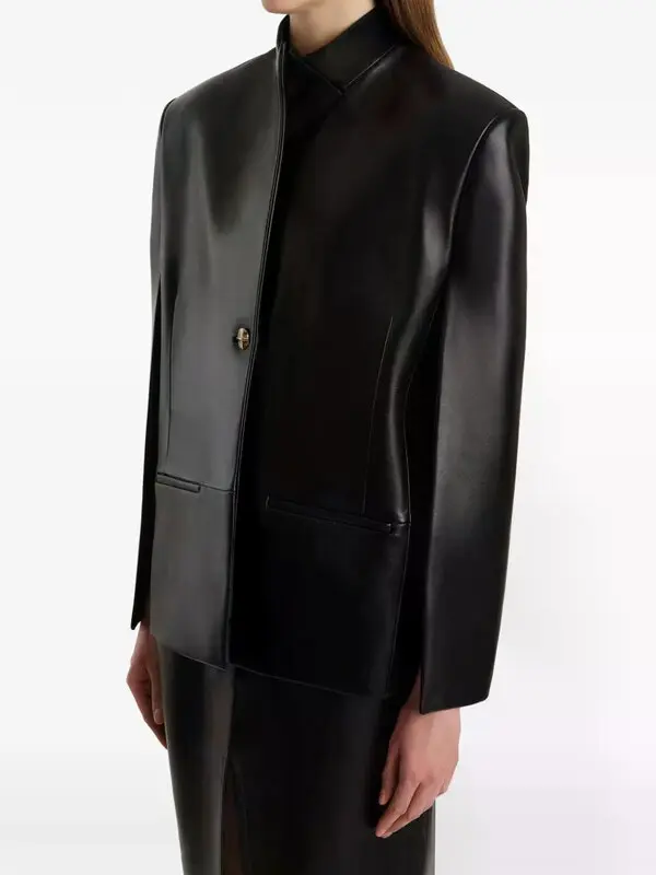 Khaite Dolso Leather Cape Jacket - Black