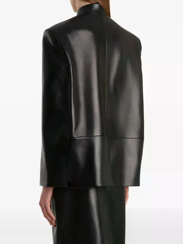 Khaite Dolso Leather Cape Jacket - Black
