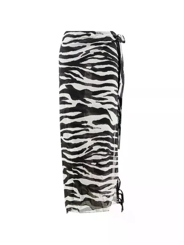 Attico Zebra Print Pareo Skirt - Black