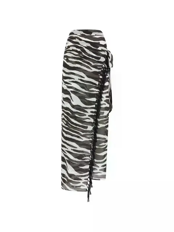 Attico Zebra Print Pareo Skirt - Black
