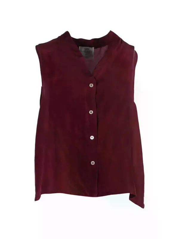 FORTE_FORTE Silk Habotai V-neck Top - Red