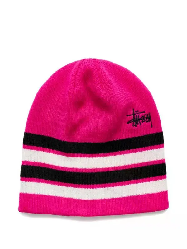 StÜssy Striped Skullcap Beanie Hat - Pink