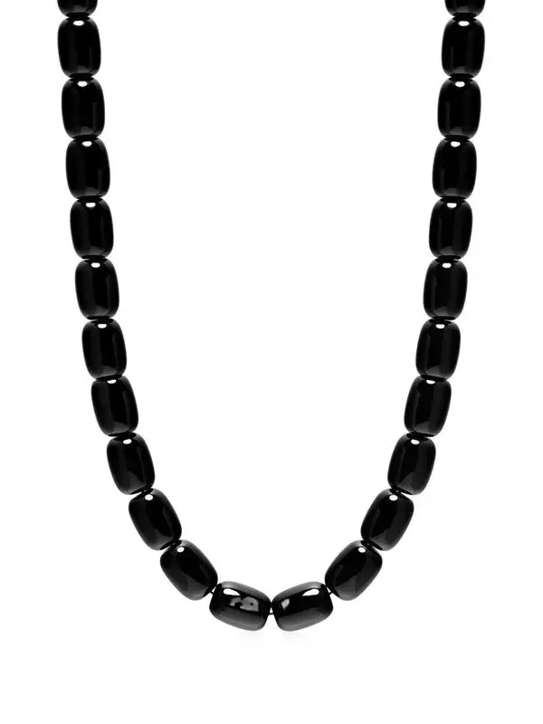 NIALAYA JEWELRY Beaded Onyx Necklace With Polished Finish