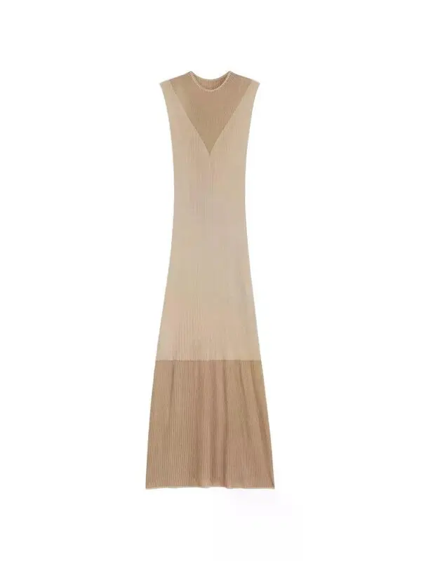 Hugo Ribbed Knit Sleeveless Maxi Dress With Gold-tone Logo Plaque