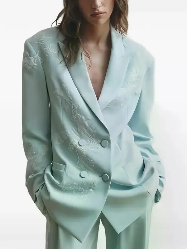 Hellessy Bruce Floral Embroidered Double-breasted Blazer