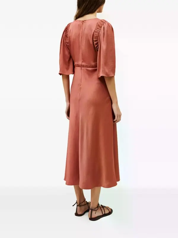 Ba&sh Gathered Detail V-neck Midi Dress