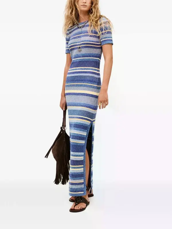 Ba&sh Tonnie Striped Pointelle-knit Maxi Dress