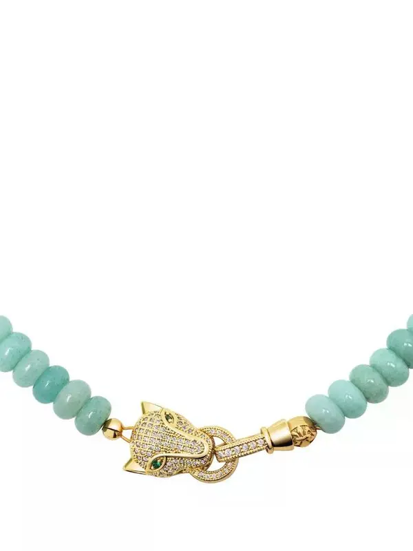 NIALAYA JEWELRY Panther Charm Amazonite Necklace