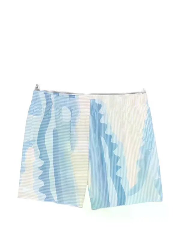 Lacoste Striped Graphic-print Swim Shorts - Blue