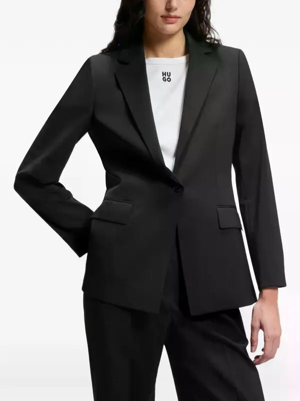 Hugo Single-breasted Notched Lapel Blazer - Black