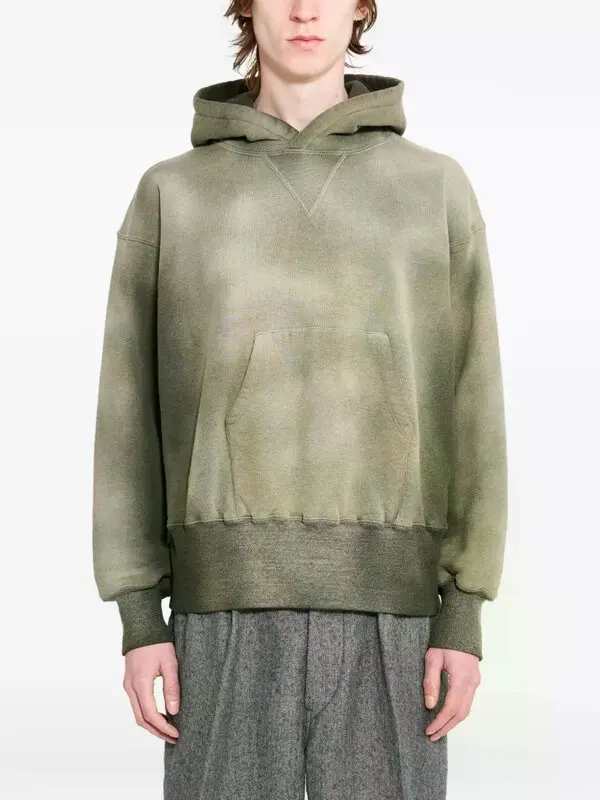 TAIGA TAKAHASHI Bleached Effect Hoodie With Elbow Patches