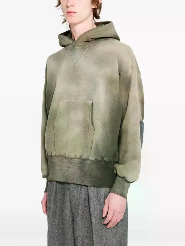 TAIGA TAKAHASHI Bleached Effect Hoodie With Elbow Patches