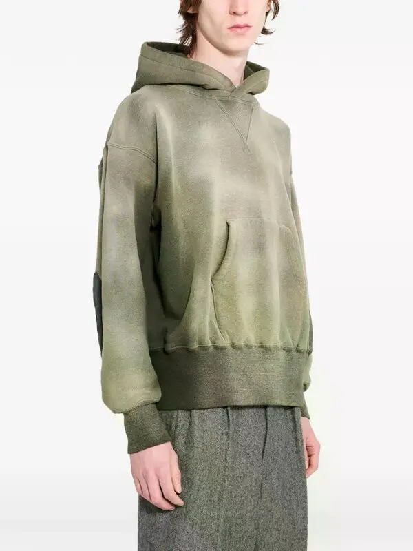TAIGA TAKAHASHI Bleached Effect Hoodie With Elbow Patches