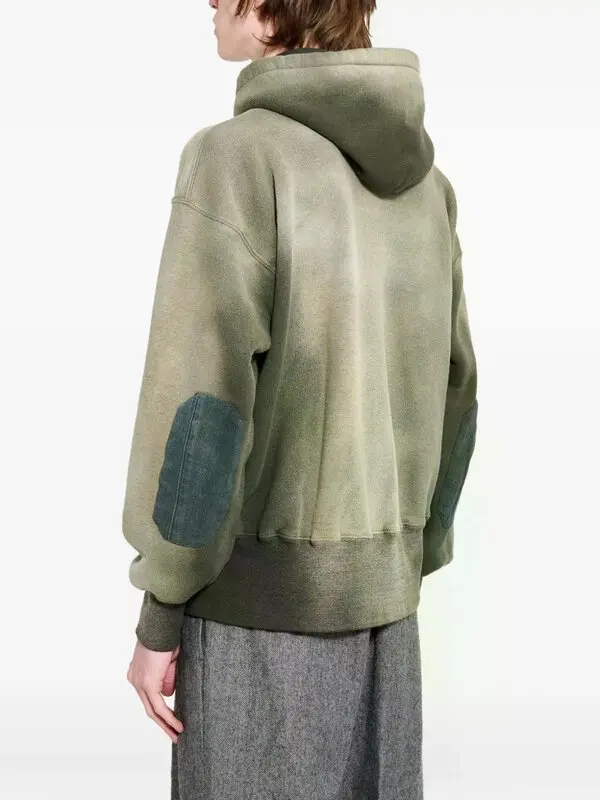 TAIGA TAKAHASHI Bleached Effect Hoodie With Elbow Patches