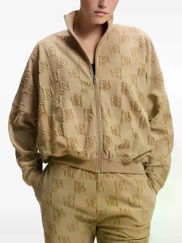 Hugo Logo Embossed Zip-up Sweatshirt