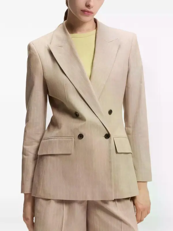 Hugo Pinstripe Double-breasted Blazer - Neutrals