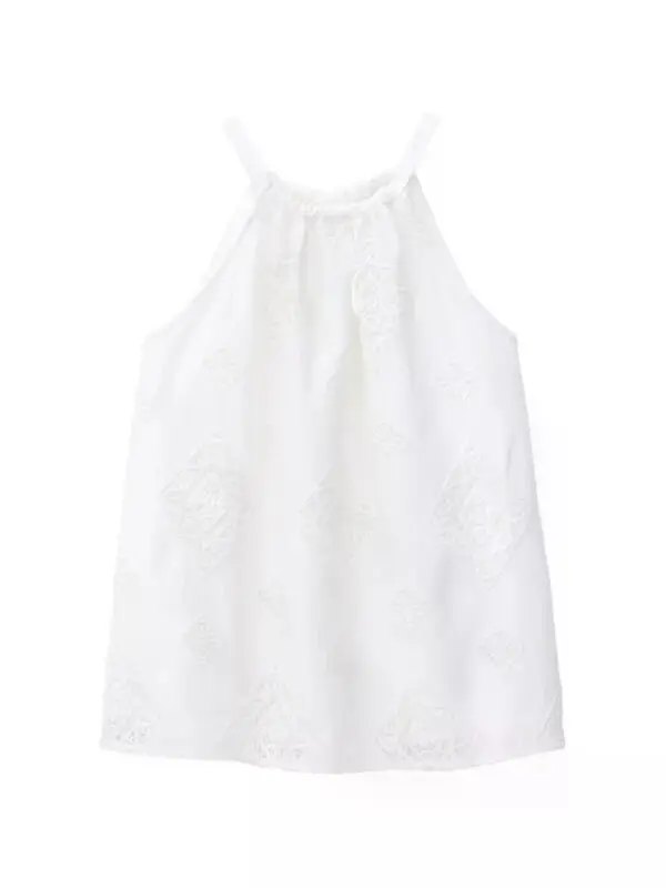 Ba&sh Maxi Diamond-embroidered Halterneck Top - White