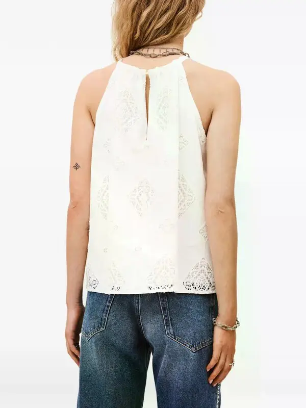 Ba&sh Maxi Diamond-embroidered Halterneck Top - White