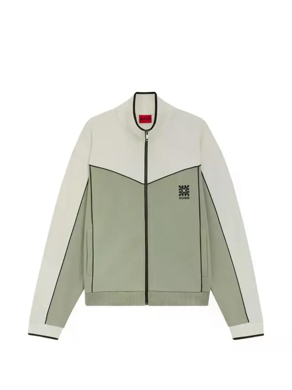 Hugo Colour-block Zip-up Sweatshirt With Logo Detail