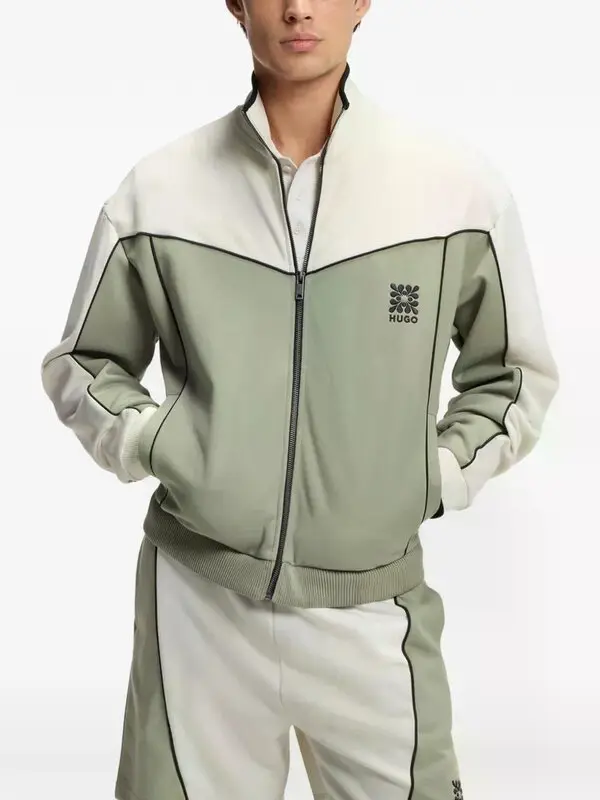 Hugo Colour-block Zip-up Sweatshirt With Logo Detail