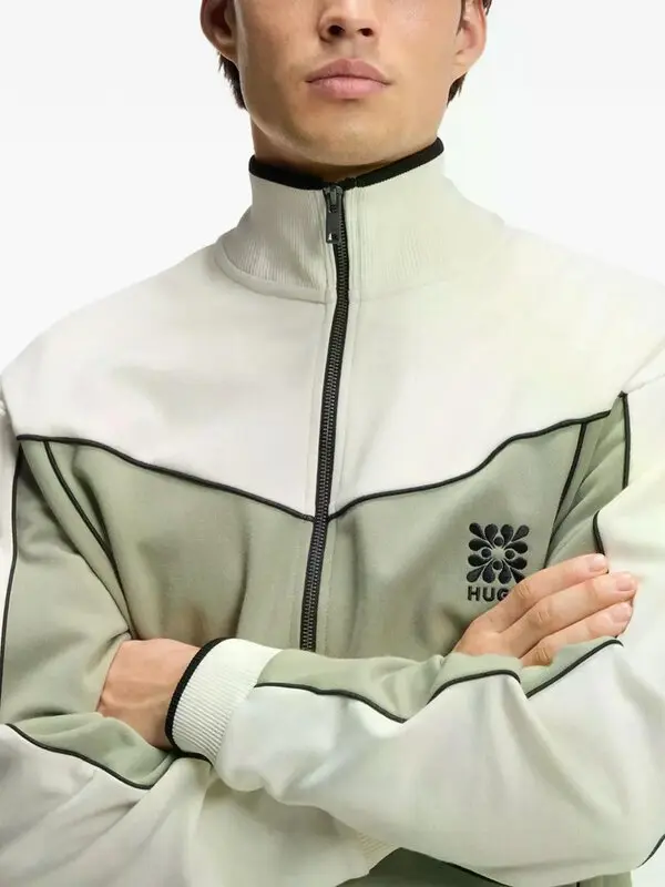 Hugo Colour-block Zip-up Sweatshirt With Logo Detail