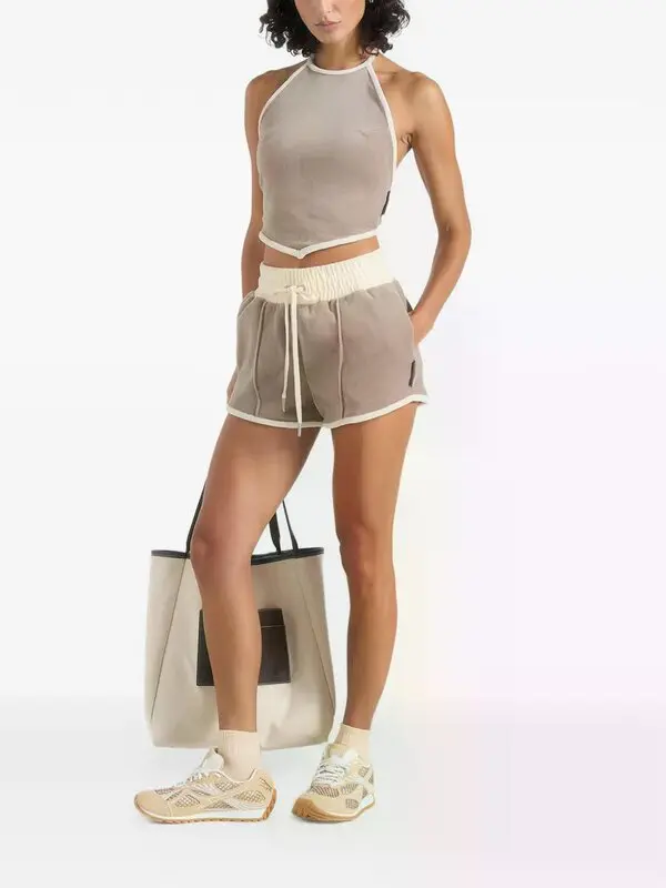 Manière De Voir Contrast Velour Mini Shorts - Neutrals