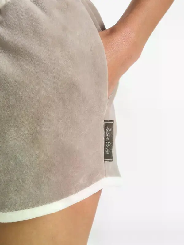 Manière De Voir Contrast Velour Mini Shorts - Neutrals