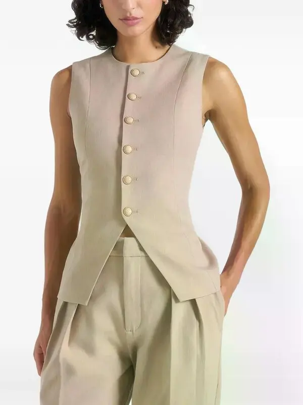 Manière De Voir Tailored Crew Neck Waistcoat - Neutrals