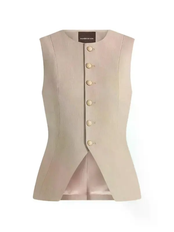 Manière De Voir Maisie Tailored Crew-neck Cinch Waistcoat - Neutrals