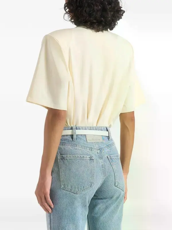 Manière De Voir Wide Shoulder Bodysuit T-shirt - Neutrals