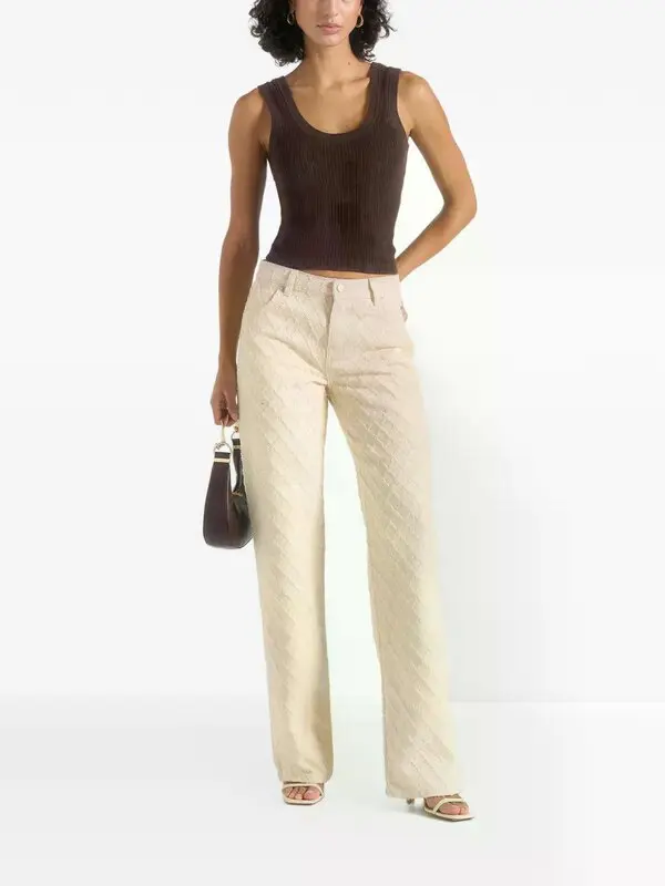 Manière De Voir Elyssa Diamond Stitch Denim Jeans - Neutrals