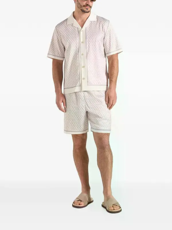 Manière De Voir Idriss In Cream Eiffel-monogram Resort Shirt - Neutrals