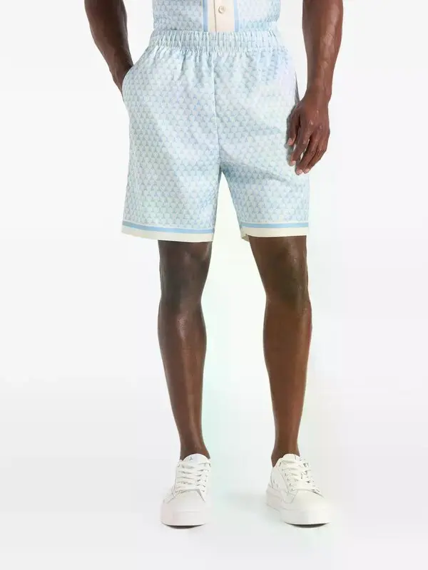 Manière De Voir Eiffel Monogram Satin Shorts - Blue