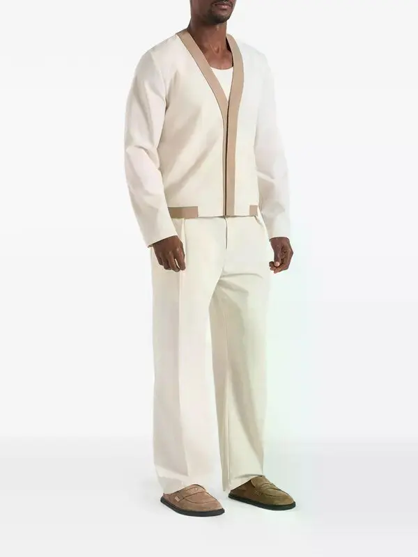 Manière De Voir Natural Cardigan With Contrast Placket - Neutrals