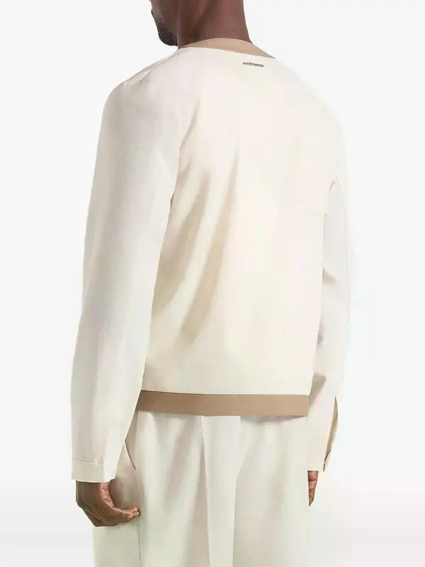 Manière De Voir Natural Cardigan With Contrast Placket - Neutrals