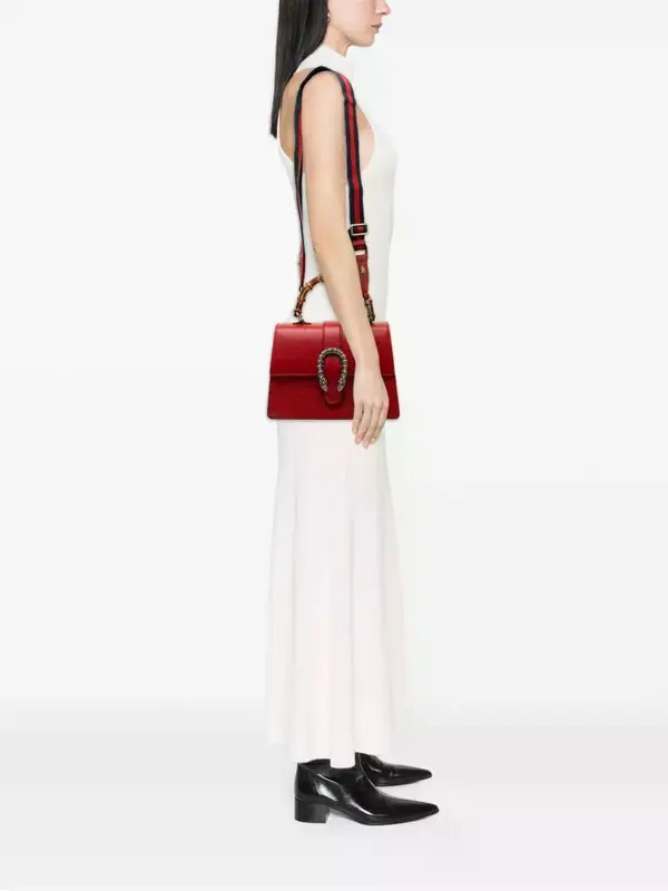 Gucci Calfskin Bamboo Dionysus Web Satchel - Red