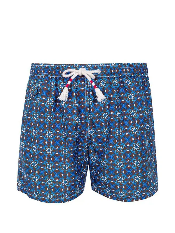 MC2 SAINT BARTH Lightning Majolica Swim Shorts - Brown