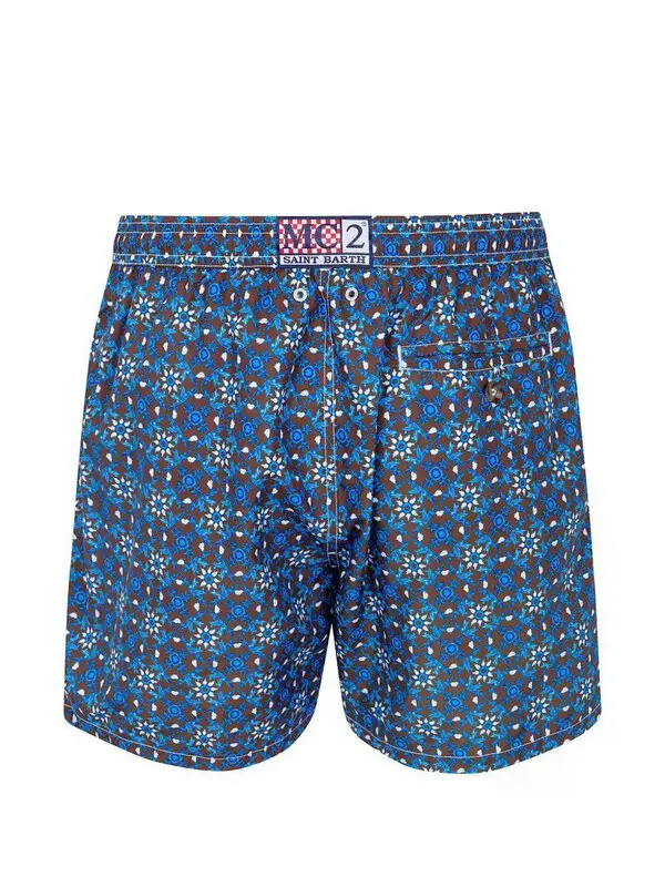MC2 SAINT BARTH Lightning Majolica Swim Shorts - Brown