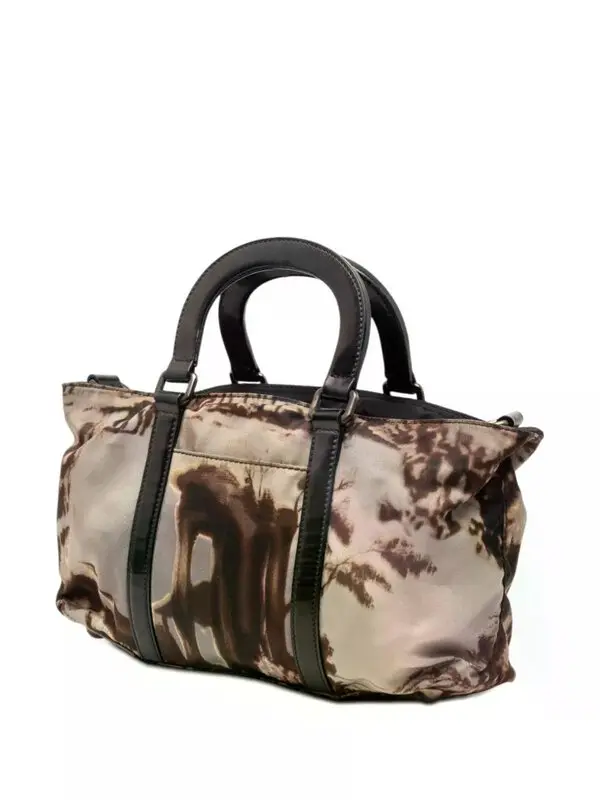 Prada Tessuto Printed Satchel - Brown