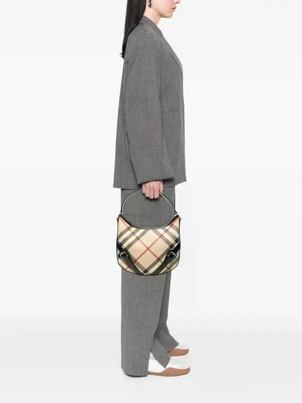 Burberry Supernova Check Coated Canvas Larkin Hobo Bag - Neutrals