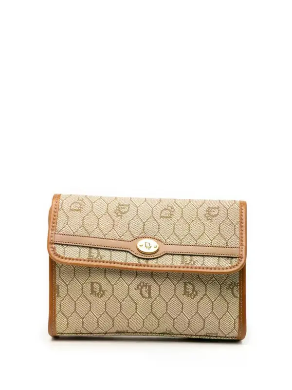 Dior Honeycomb Monogram Clutch Bag - Neutrals